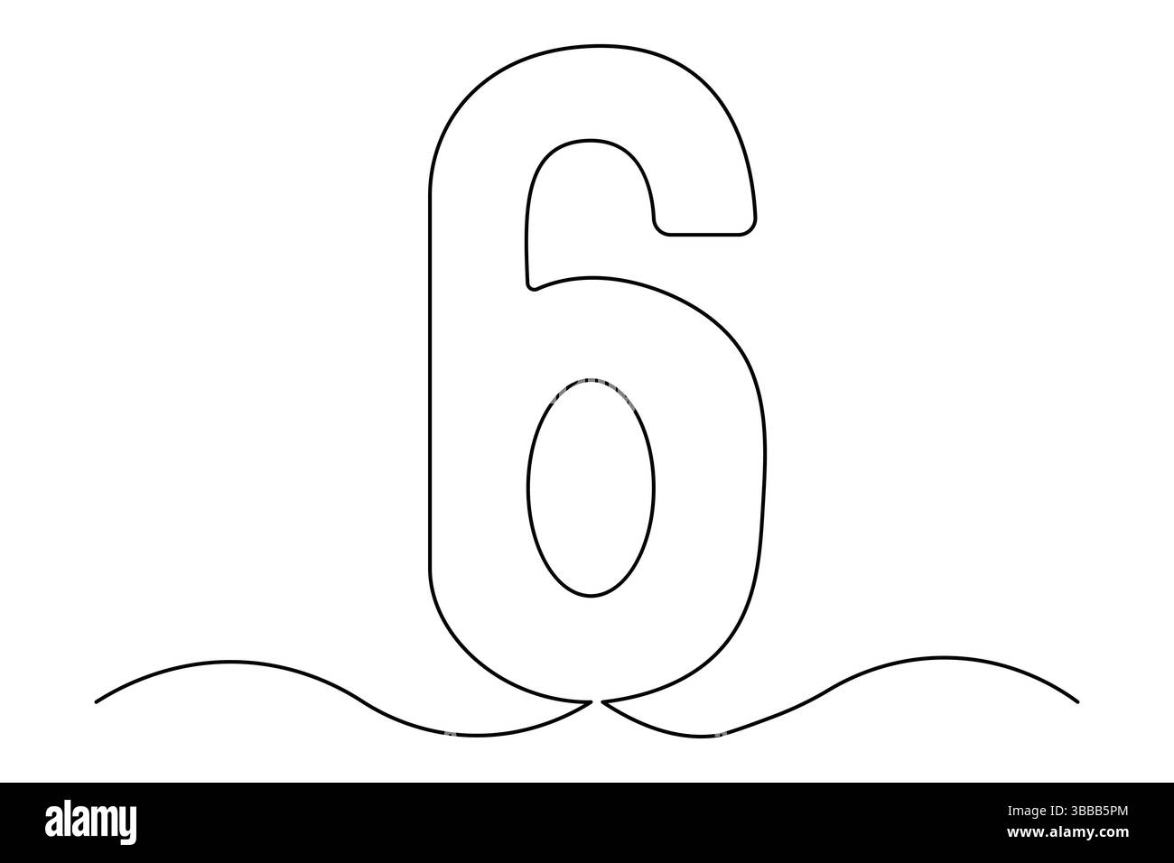 Number six continuous one line drawing of number 6. editable One line ...