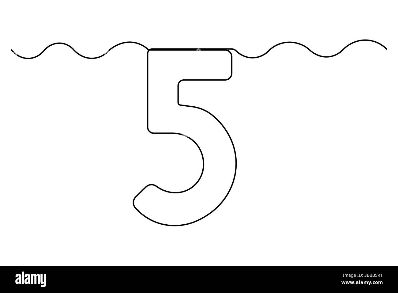 Number five continuous one line drawing of number 5. editable One line ...
