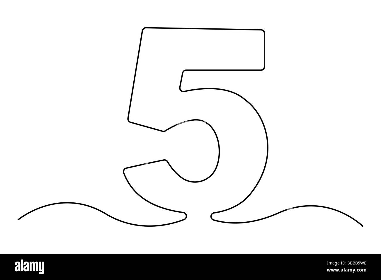 Number five continuous one line drawing of number 5. editable One line ...