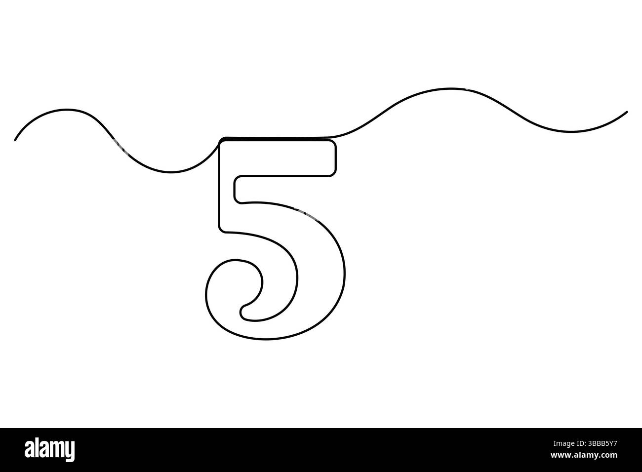 Number five continuous one line drawing of number 5. editable One line ...