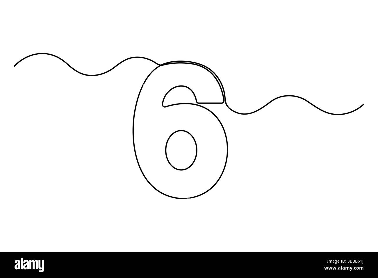 Number six continuous one line drawing of number 6. editable One line ...