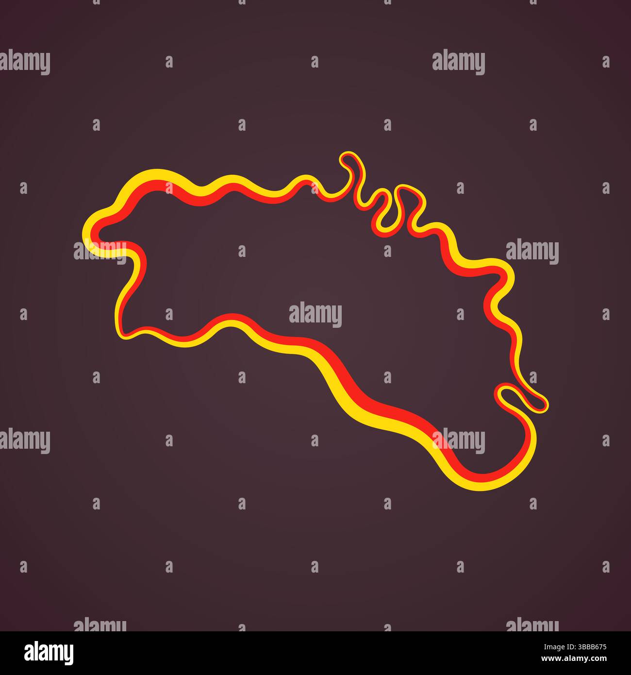 Outline map of Menorca marked with ribbon in colors from the flag Stock ...