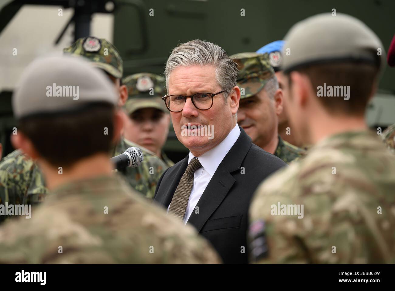 Prime Minister Sir Keir Starmer speaks to British and Albanian troops ...