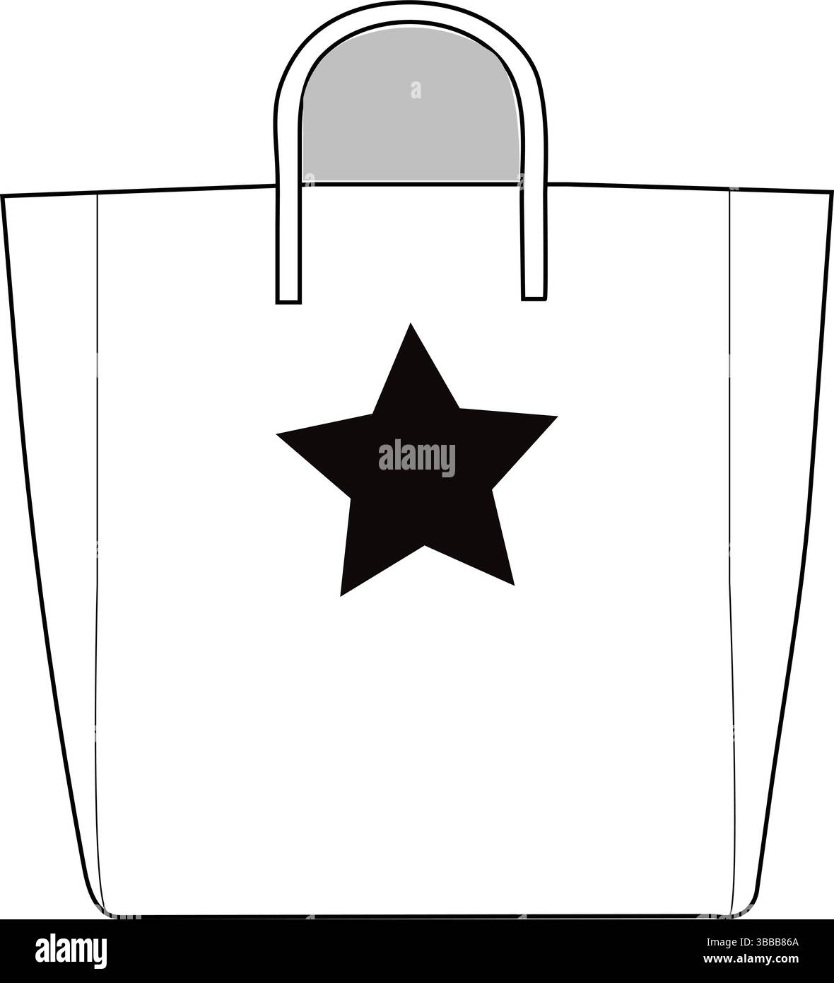 White Tote Bag with Black Star Print and Top Handles | Technical ...