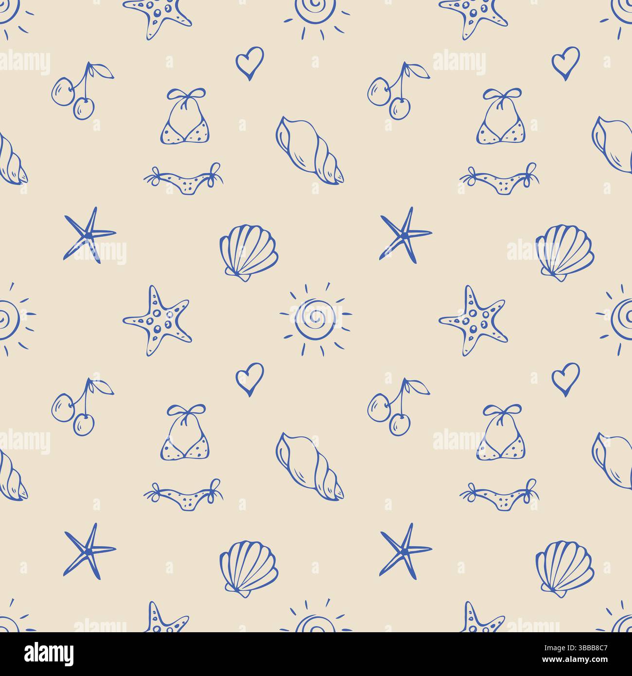 Seamless doodles pattern Beach Vacation Stock Vector Image & Art - Alamy
