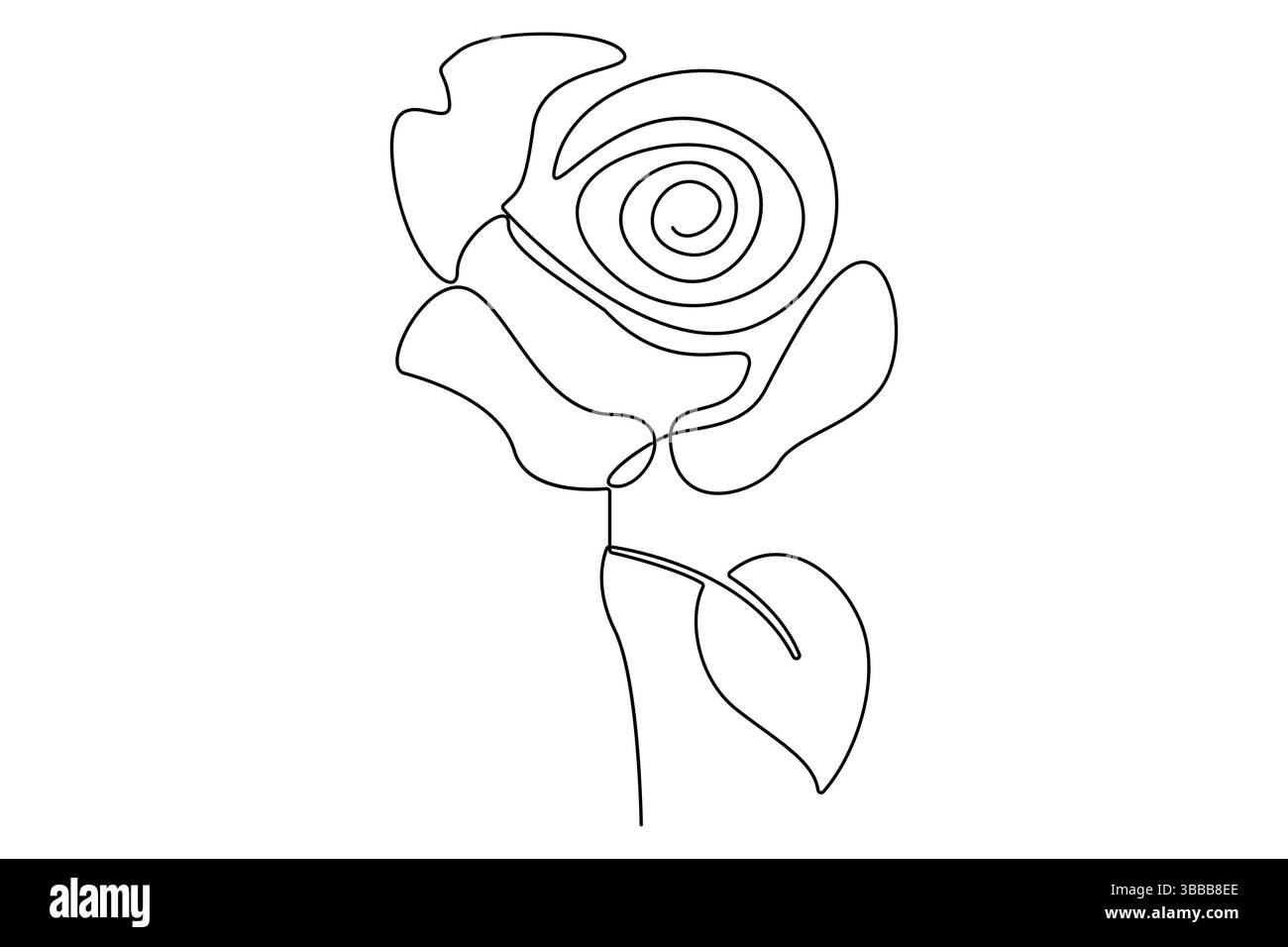 Rose flower continuous one line drawing of rose flower isolated outline vector illustration ...