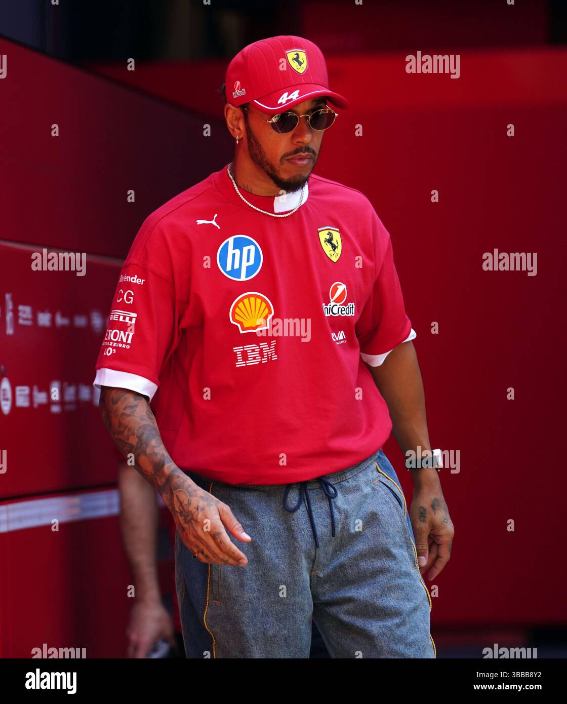 Ferrari driver Lewis Hamilton at the Autodromo Internazionale Enzo e ...