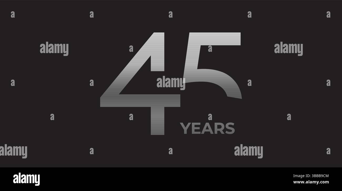 Sharp angled number 45 years in silver, strong geometric logo reflects ...