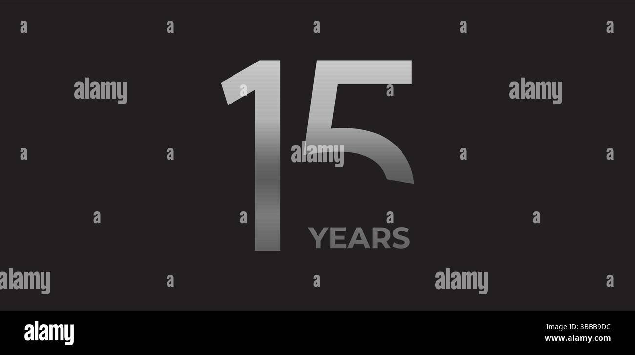 15 years milestone branding, anniversary logo in gradient metallic ...