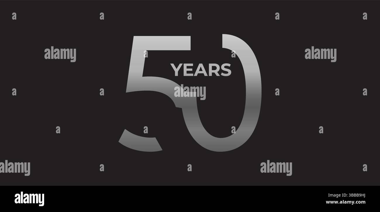 Silver 50 years milestone branding , anniversary logo in gradient ...