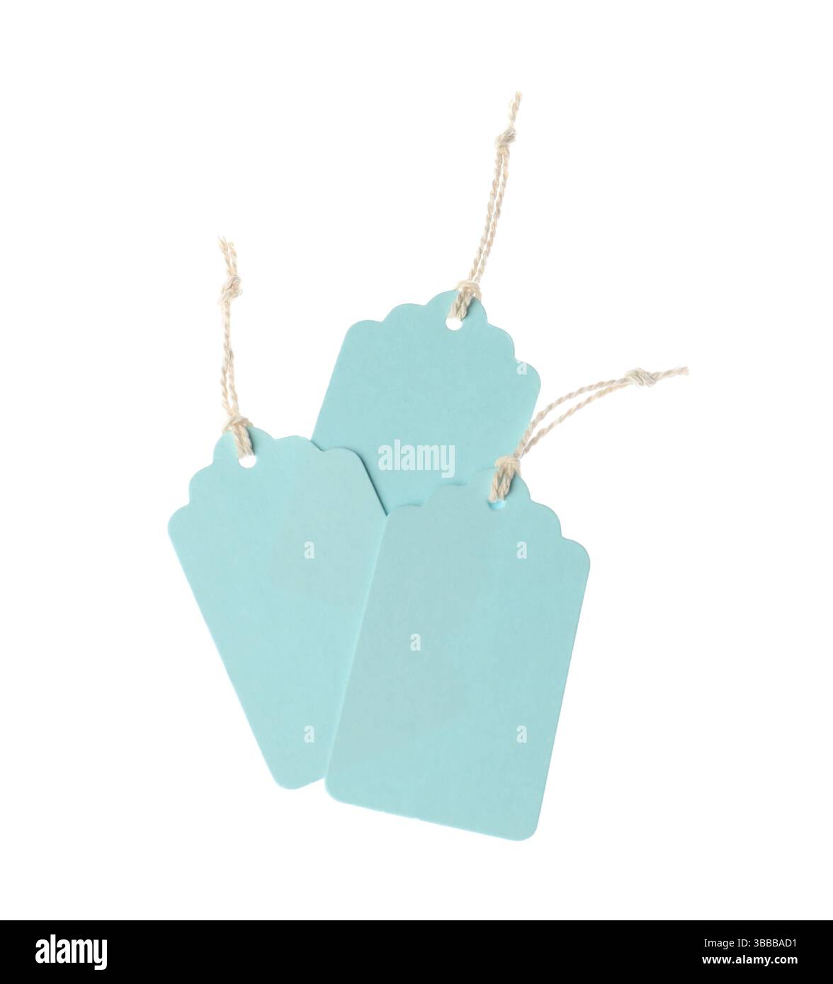 Blank tags with strings isolated on white Stock Photo - Alamy