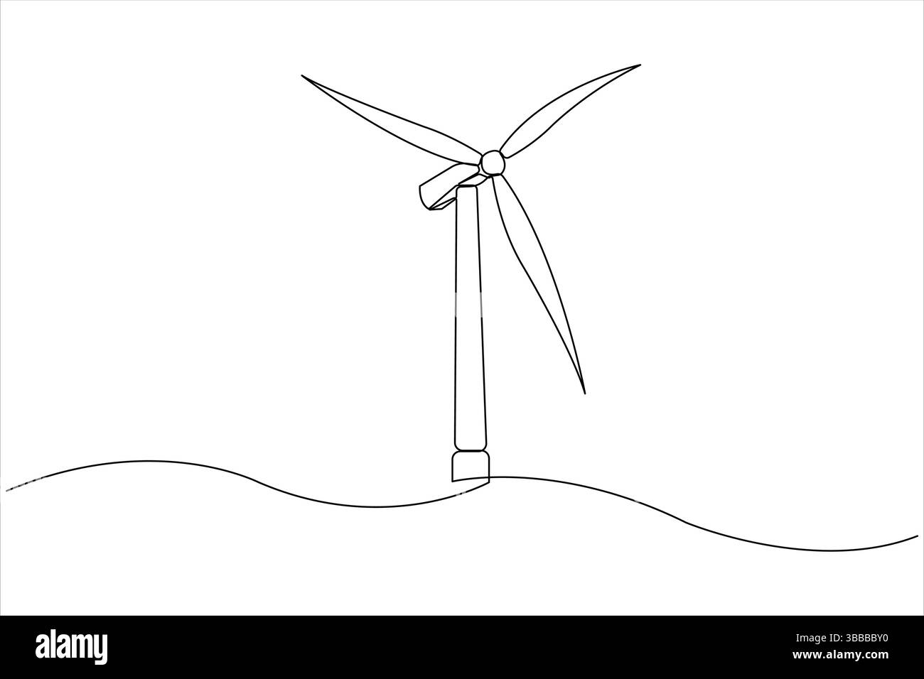 Continuous single line drawing of wind turbine alternative energy ...