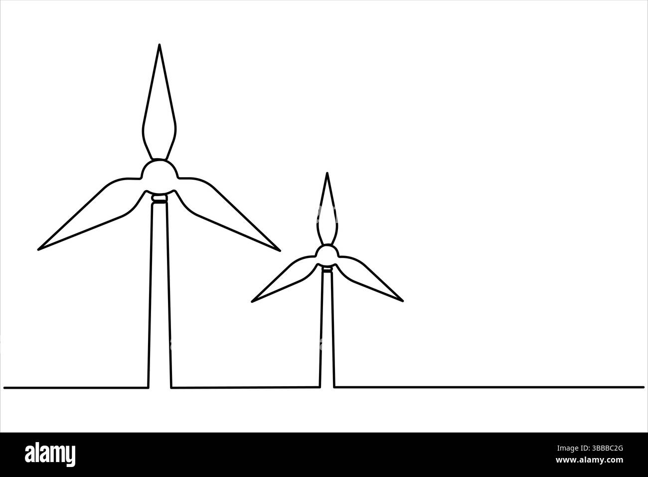 Continuous single line drawing of wind turbine alternative energy ...