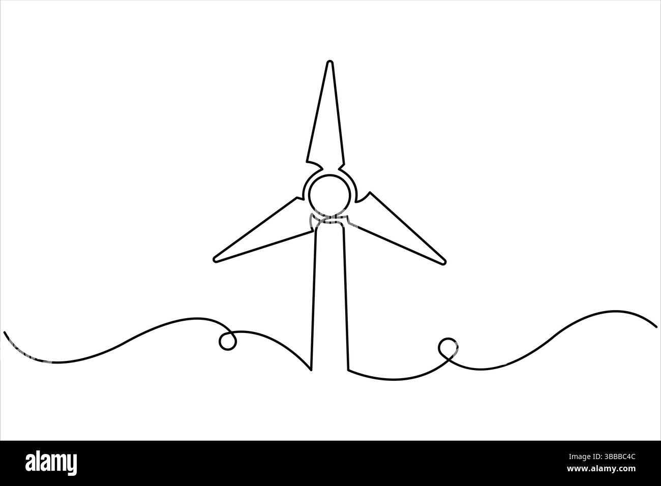 Continuous single line drawing of wind turbine alternative energy ...
