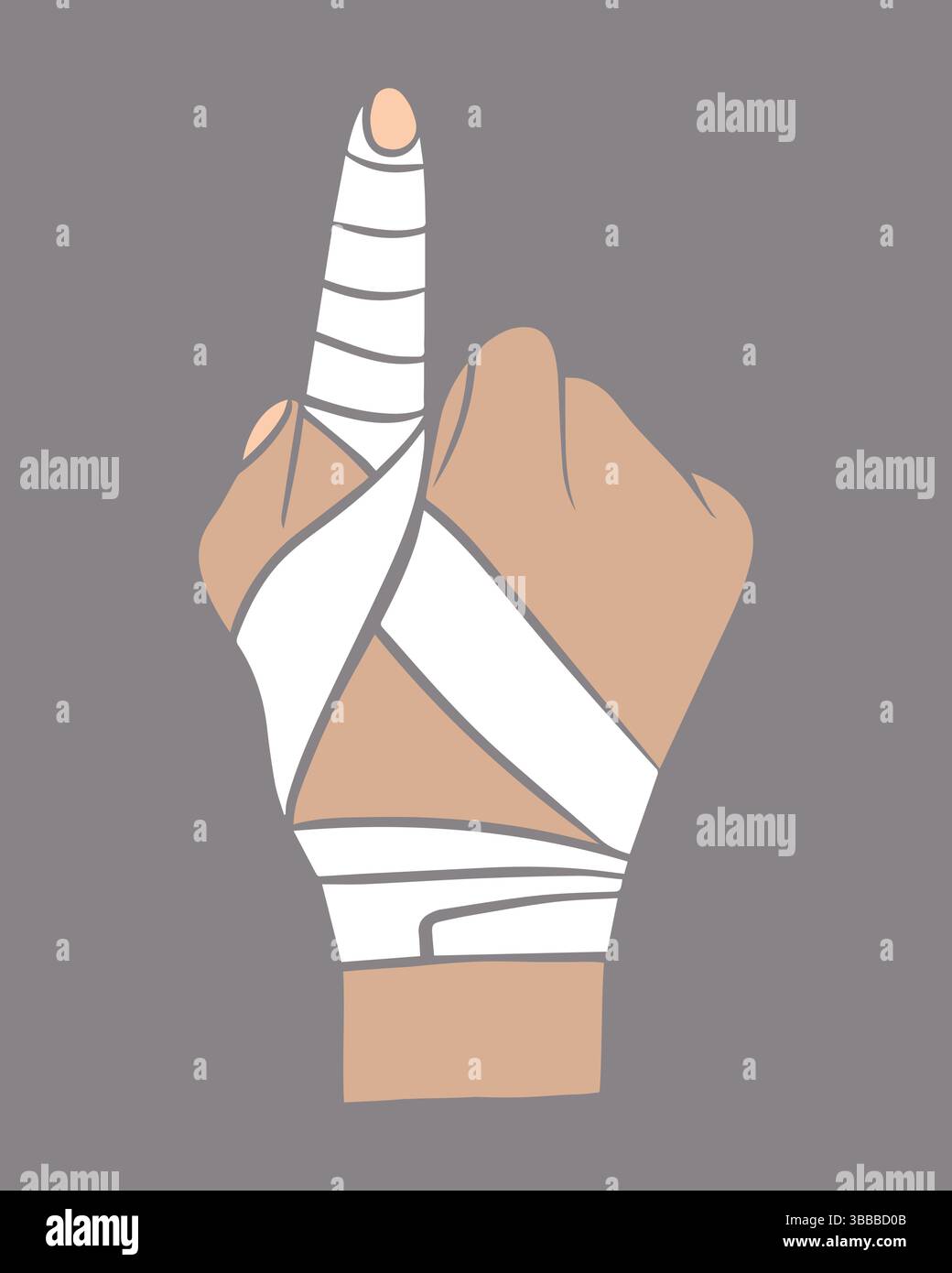 Vector isolated illustration of bandaging a finger. First aid for ...