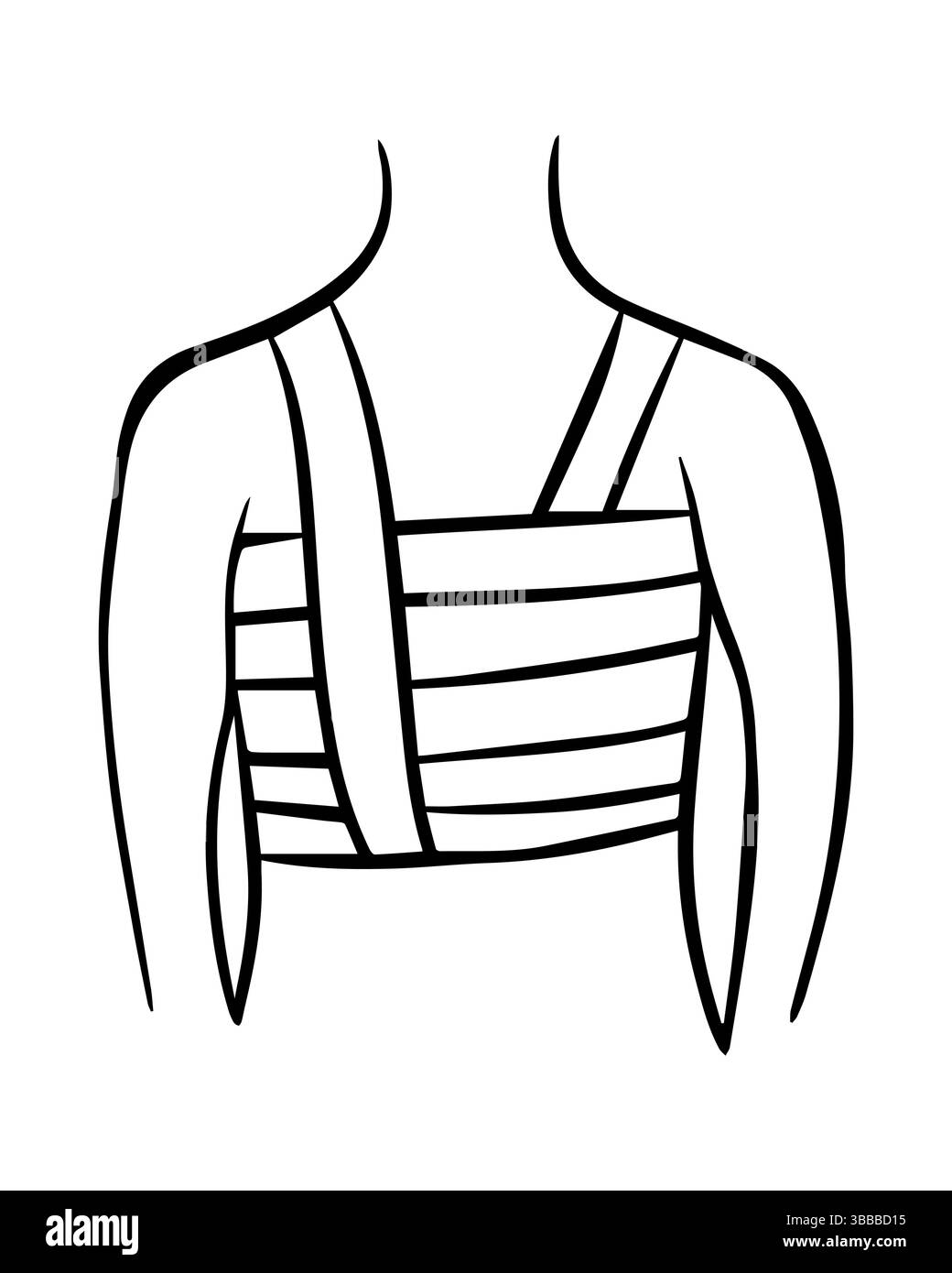 Vector isolated illustration of back bandage. First aid for back ...