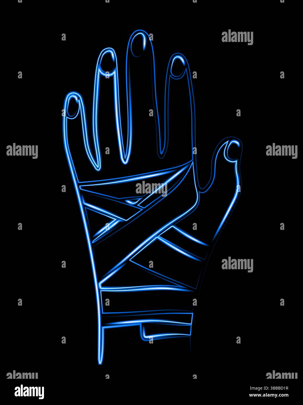 Vector isolated illustration of a bandaged hand. First aid for hand ...