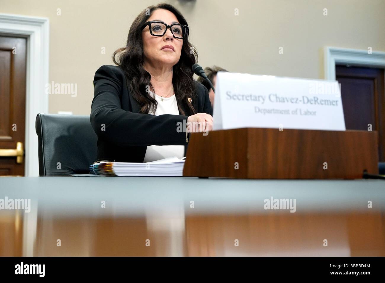 Secretary of Labor Lori Chavez-DeRemer arrives to testify before the ...