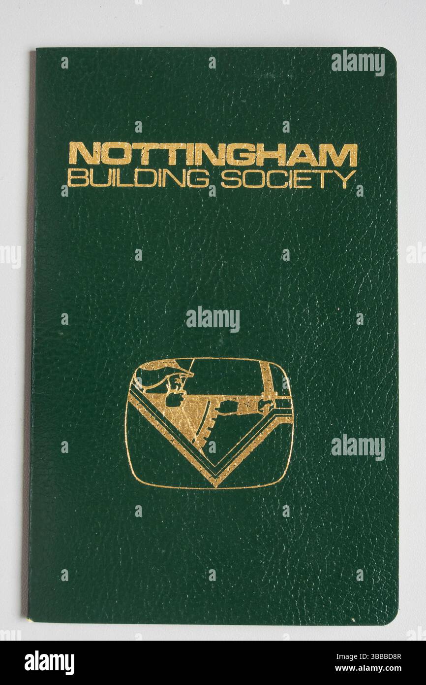 1980's Nottingham Building Society bank pass books, green cover & gold ...