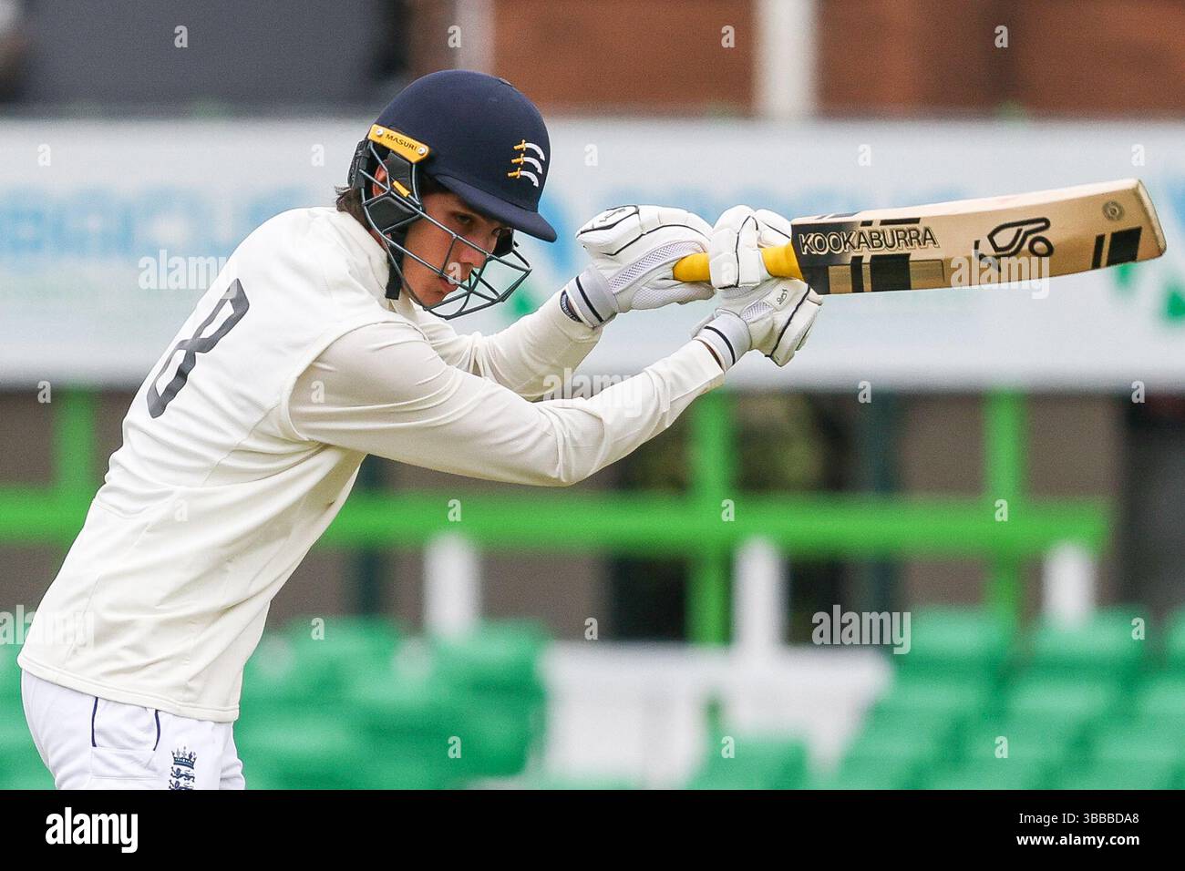 Leicester, UK. 15th May, 2025. #8, Seb Morgan of Middlesex in action at ...
