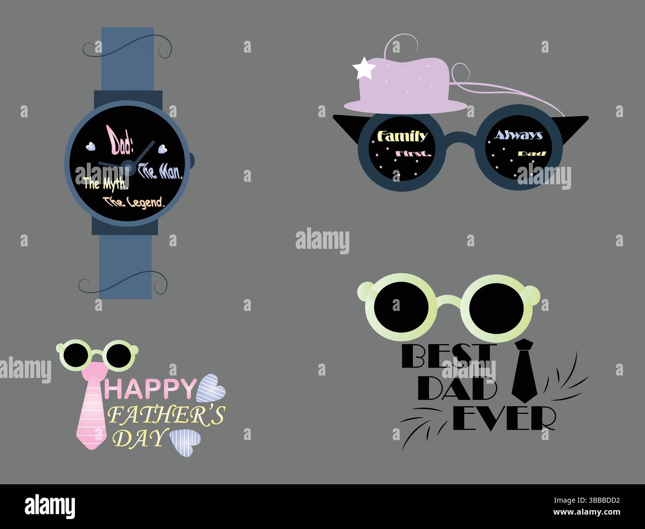 Creative Happy Father’s Day Labels for Cards & Crafts Stock Vector ...