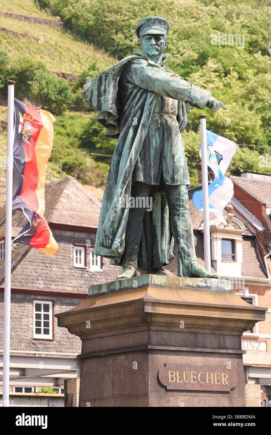 Kaub, Germany. 15th May, 2025. A statue of Field Marshal Gebhard ...