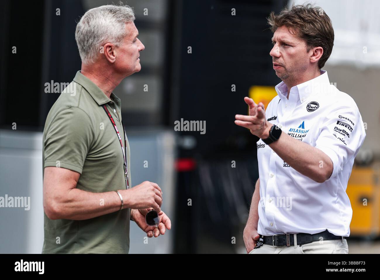 IMOLA, ITALY - MAY 15: David Coulthard talks with James Vowles of Great ...