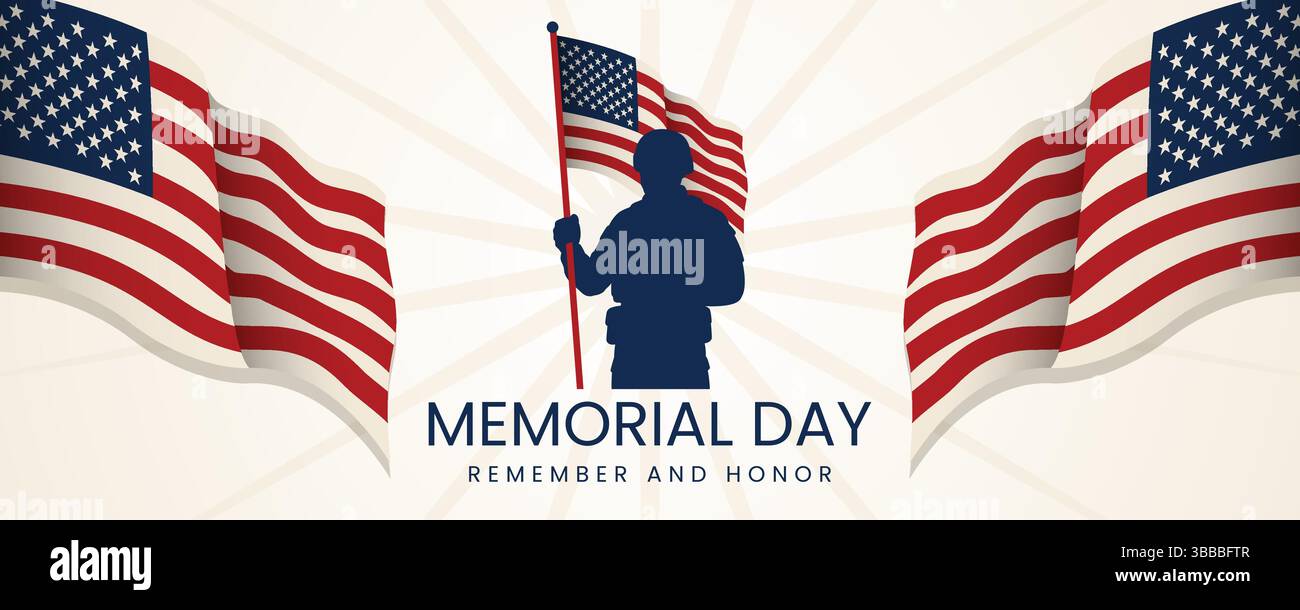 Patriotic Memorial Day Banner, Honoring Military Service With Soldier ...