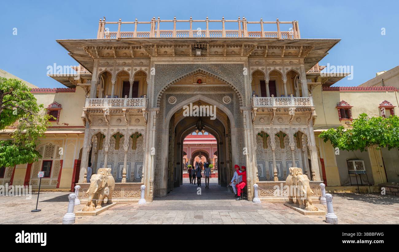 Architecture in the City Palace, Jaipur, Rajasthan, India Stock Photo ...