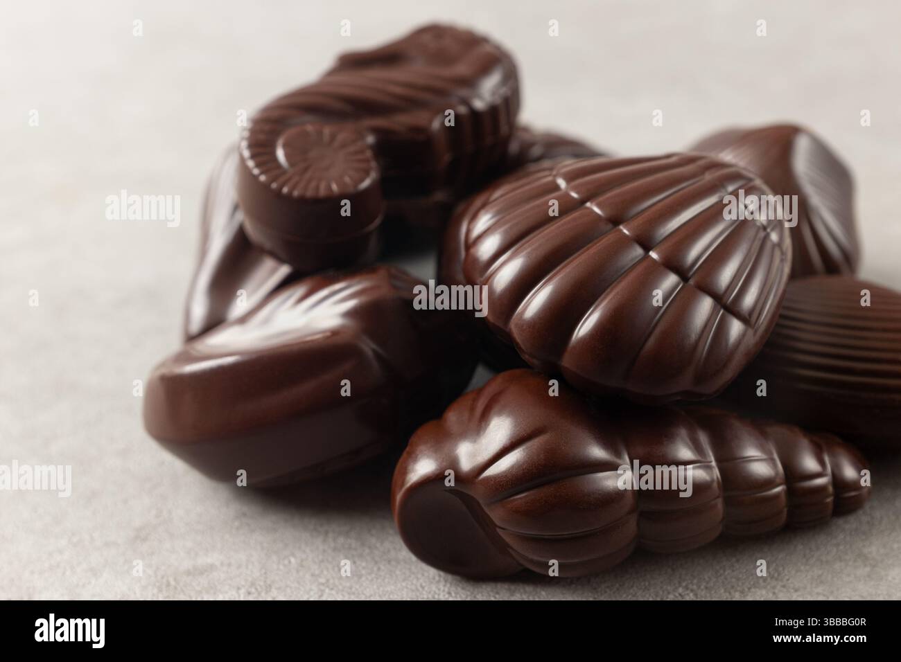 Seashell-shaped Belgian Seashells Chocolates Stock Photo - Alamy