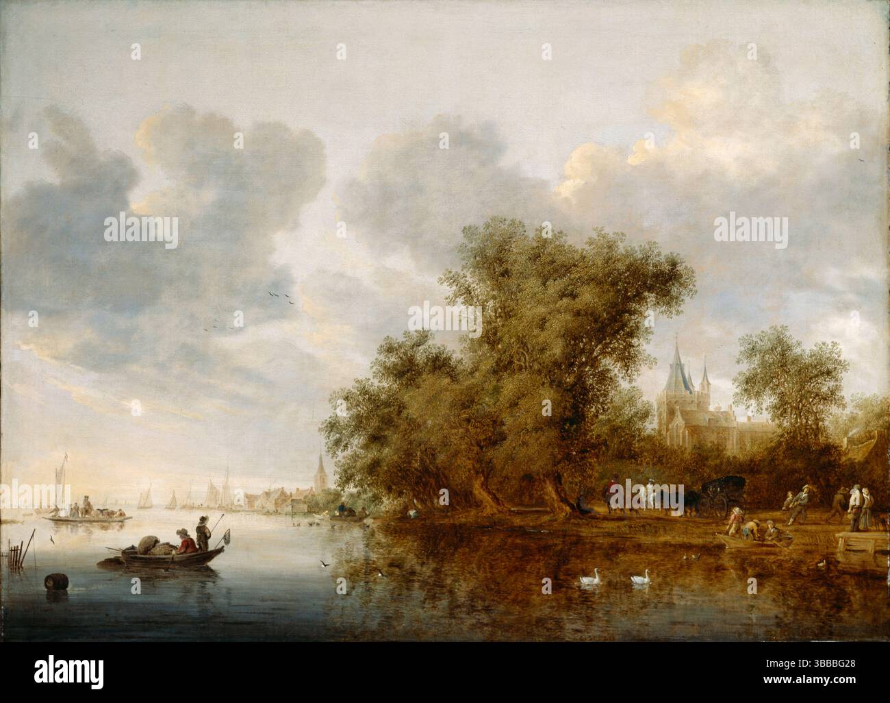 River Landscape. Salomon Jacobsz van Ruysdael. 1643 Stock Photo - Alamy