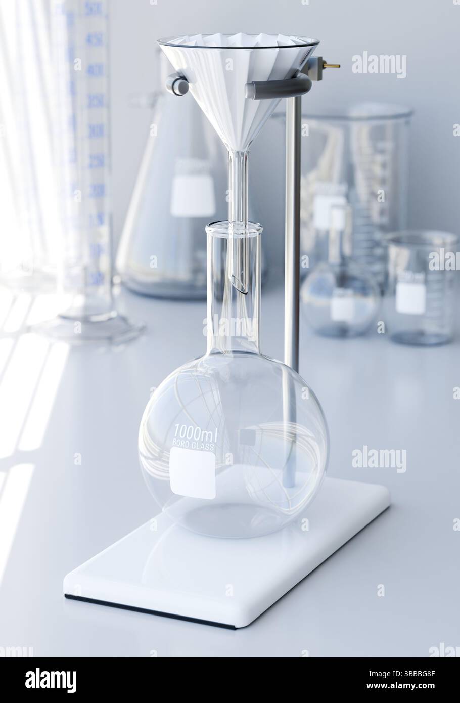 Gravity filtration lab using a retort stand funnel filter paper and ...