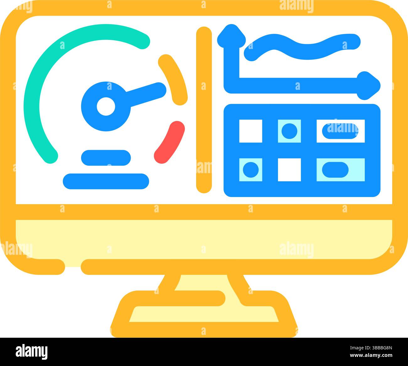 benchmarking screen gaming pc color icon vector illustration Stock ...