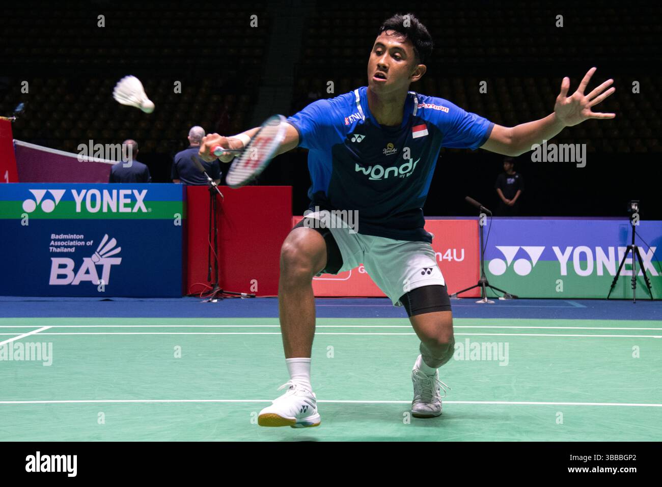 Bangkok, Thailand. 15th May, 2025. Alwi Farhan of Indonesia plays against Kenta Nishimoto of ...
