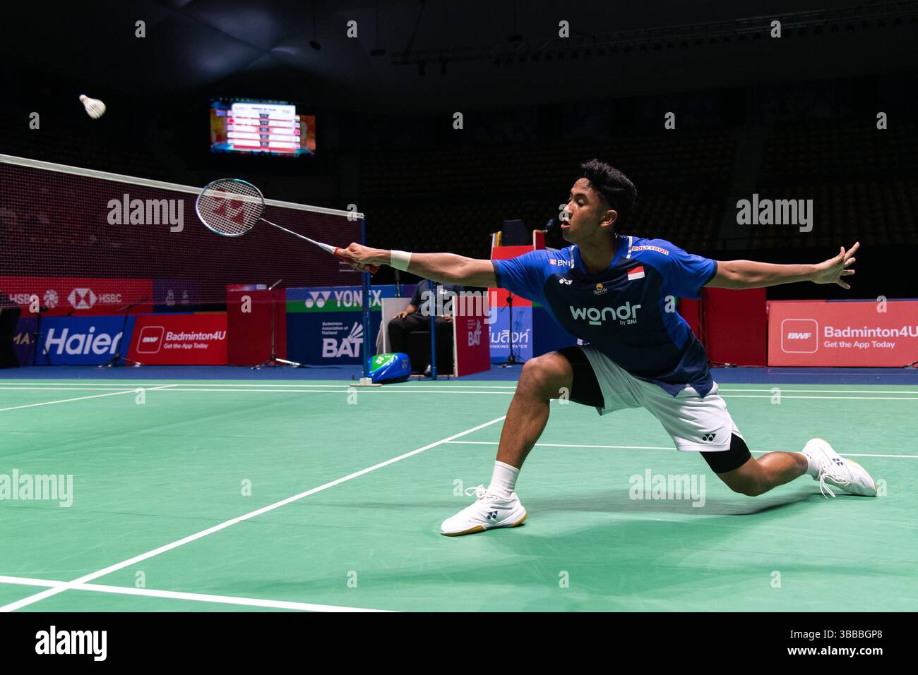 Bangkok, Thailand. 15th May, 2025. Alwi Farhan of Indonesia plays against Kenta Nishimoto of ...
