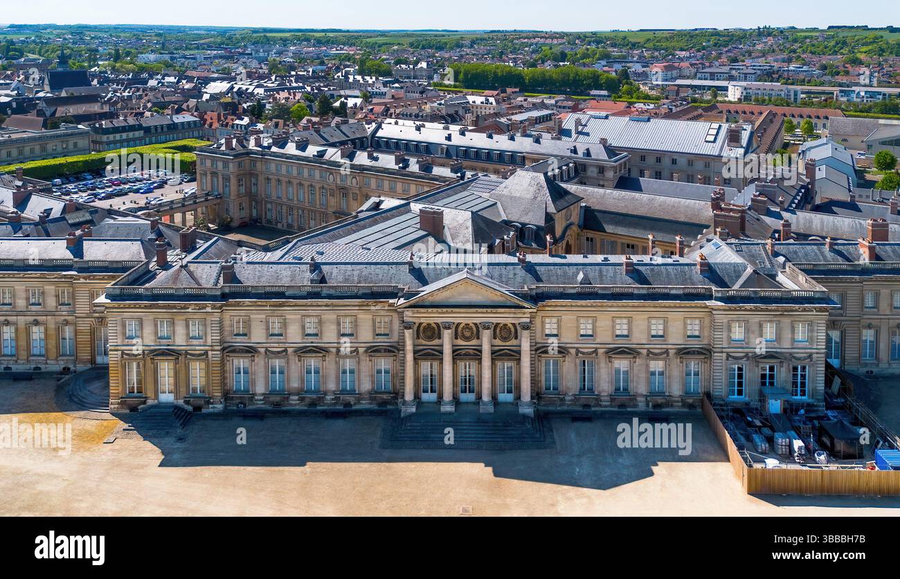 Aerial view of the Castle of Compiègne in the French department of Oise ...