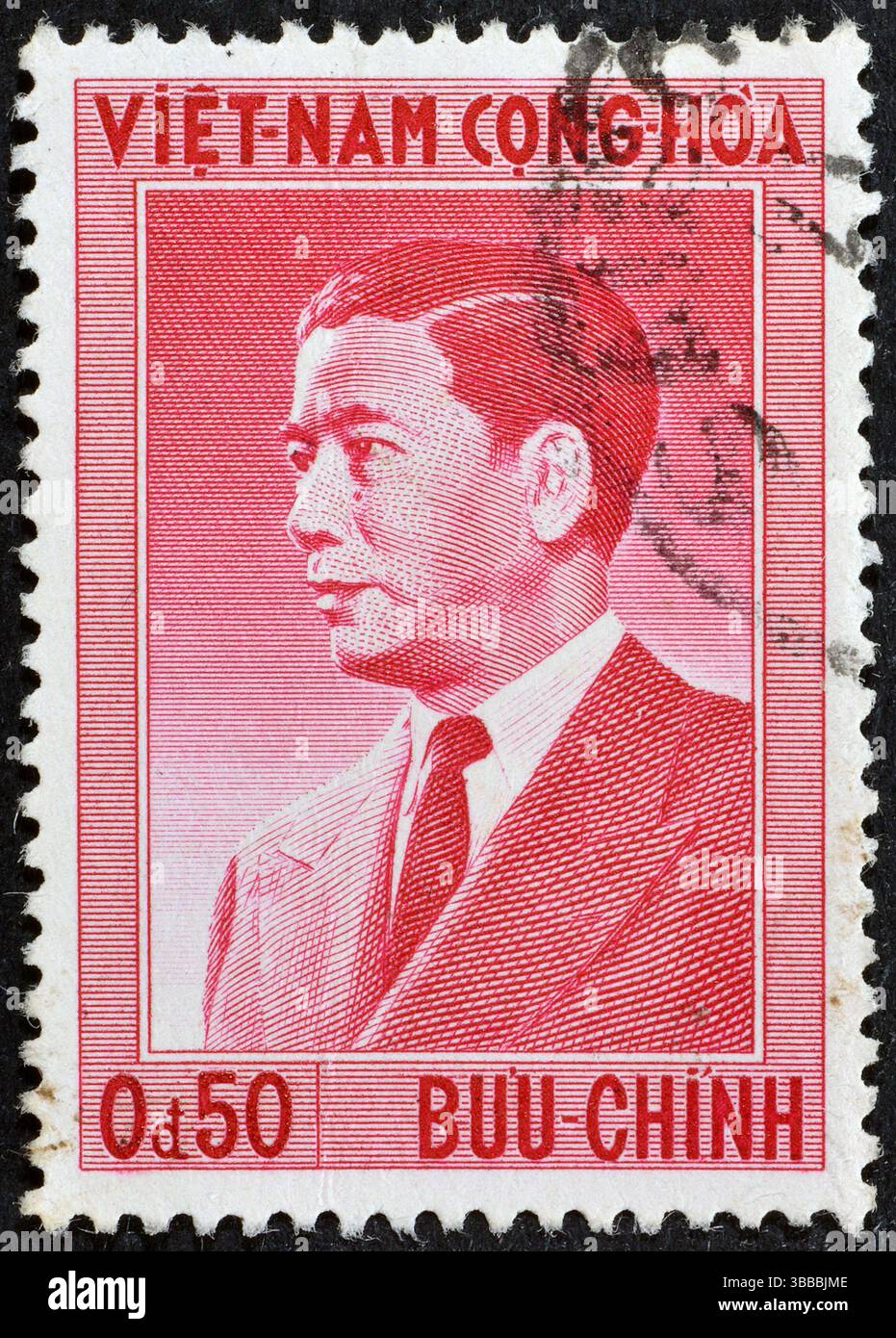 Cancelled postage stamp printed by South Vietnam, that shows portrait ...