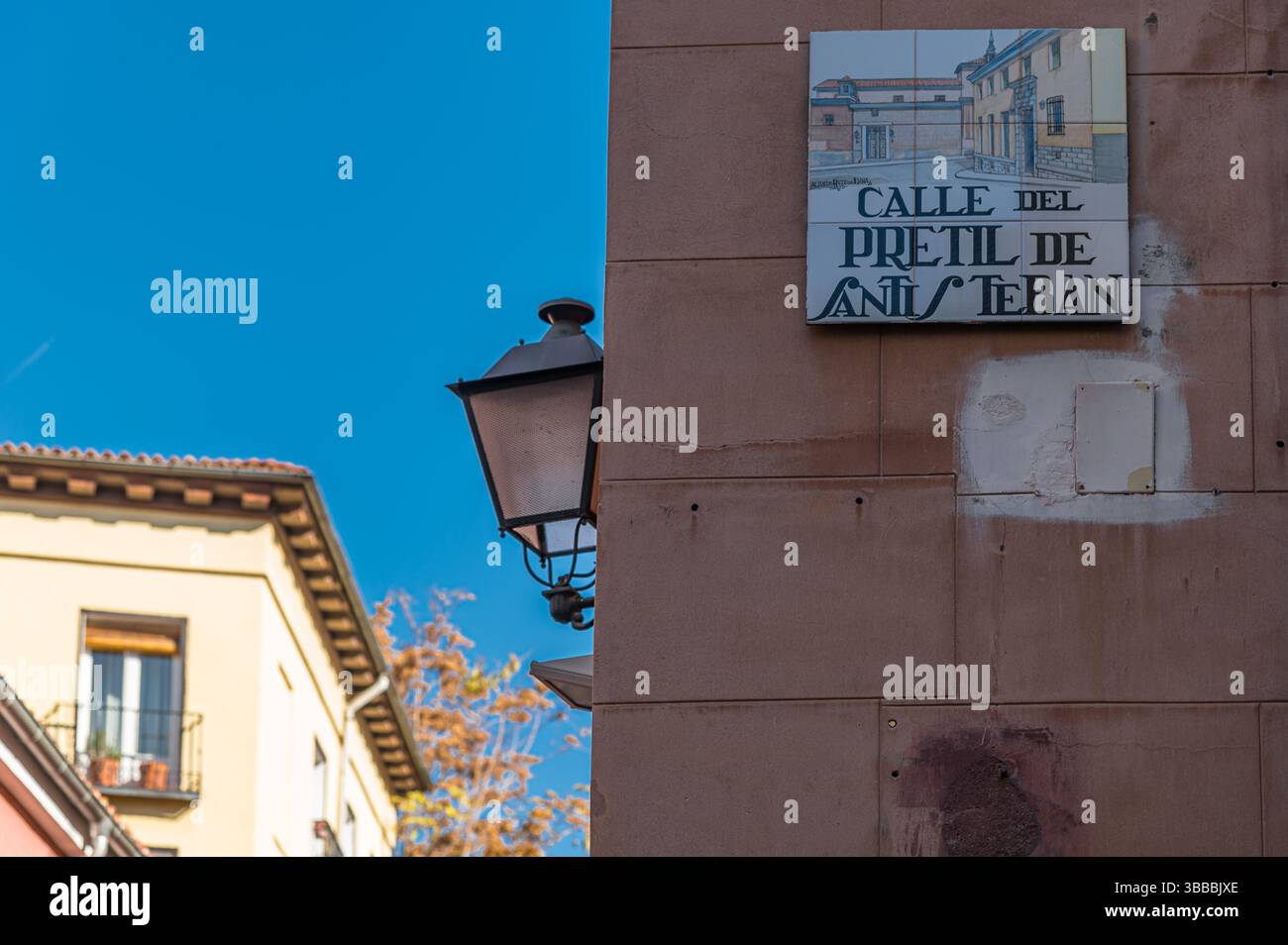 MADRID, SPAIN - NOVEMBER 10, 2022: Beautiful tiled street signs in ...