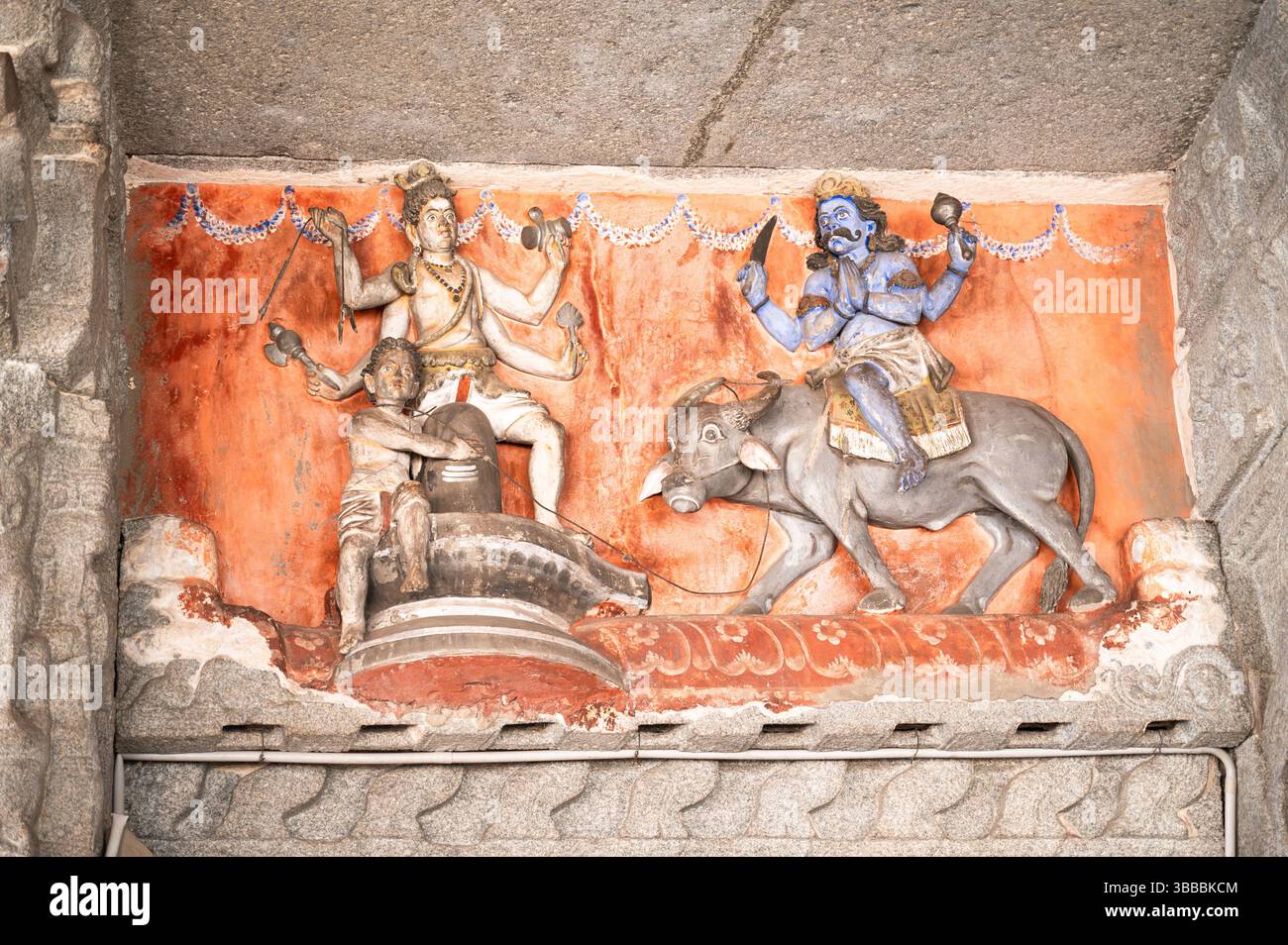 Story of Markandey, Lord Shiva and Yama, Virupaksha temple in Hampi ...
