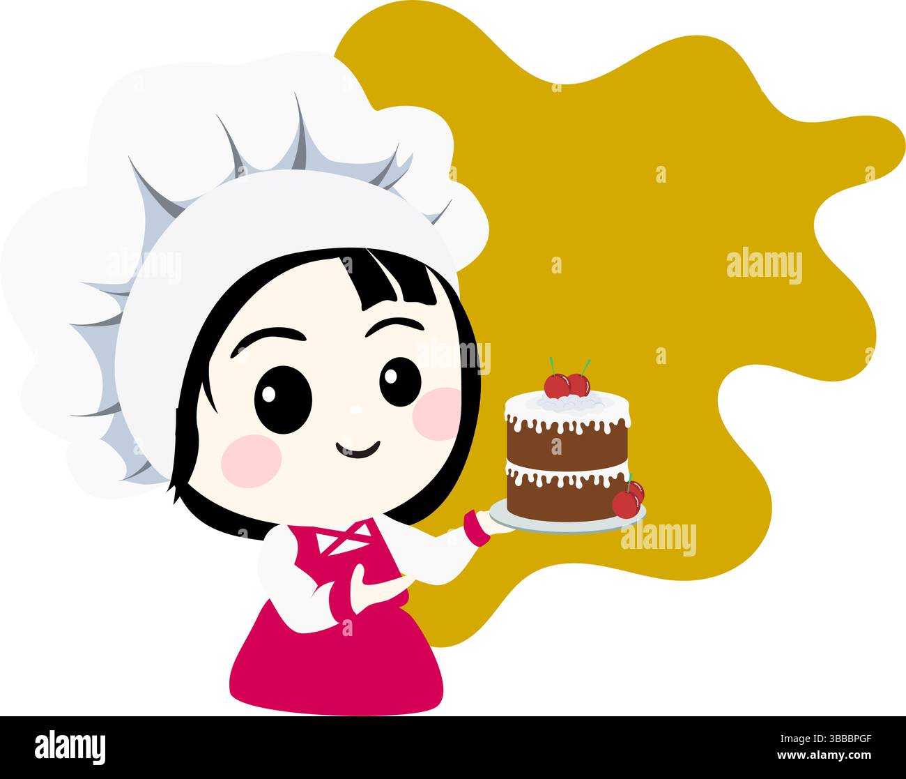 Cute cartoon chef girl for kitchen and restaurant cuisine Stock Vector ...