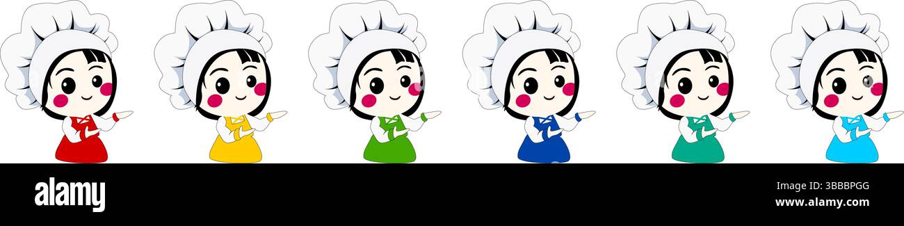 Cute cartoon chef girl for kitchen and restaurant cuisine Stock Vector ...