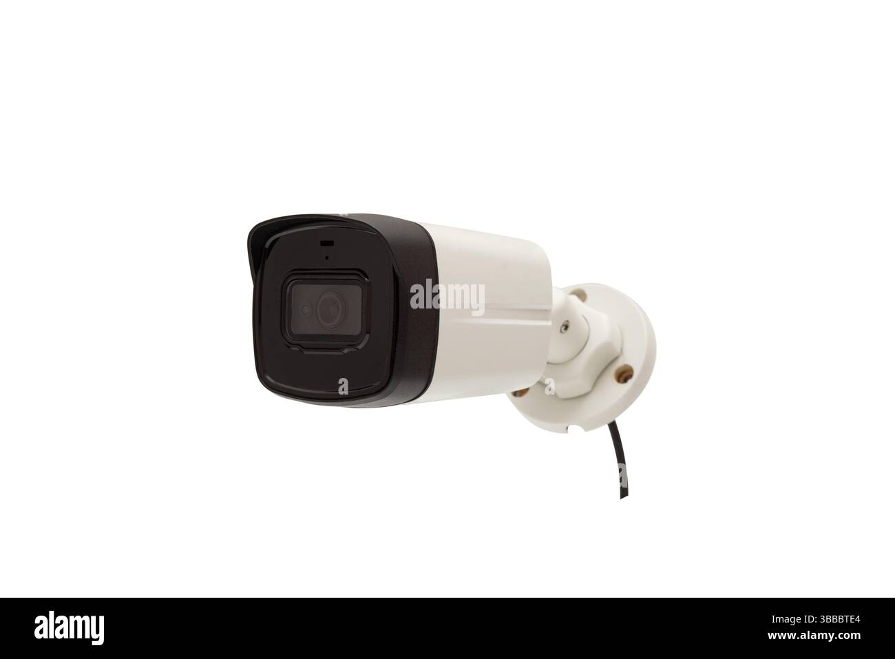 Modern outdoor surveillance camera isolated on white background ...