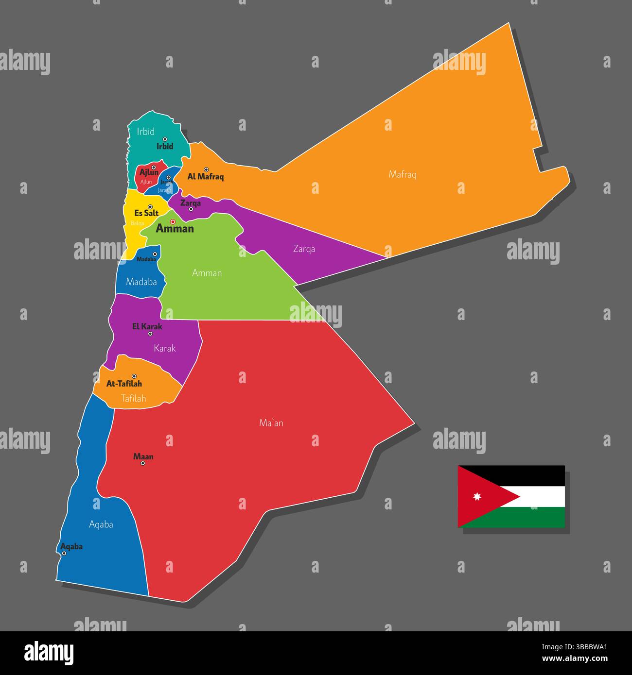 Vector map of Jordan with names of cities and with borders city Stock Vector Image & Art - Alamy