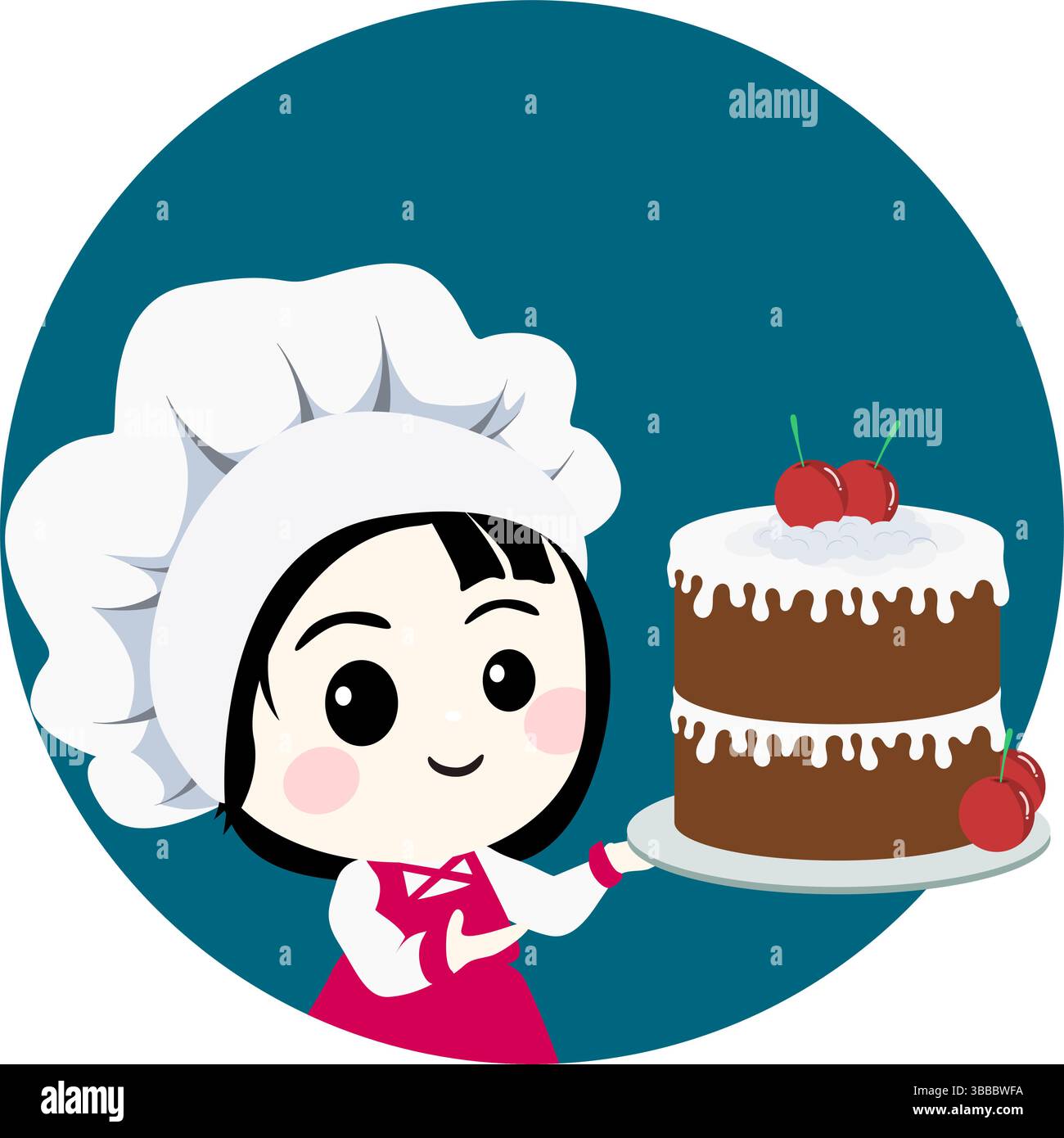 Cute cartoon chef girl for kitchen and restaurant cuisine Stock Vector ...