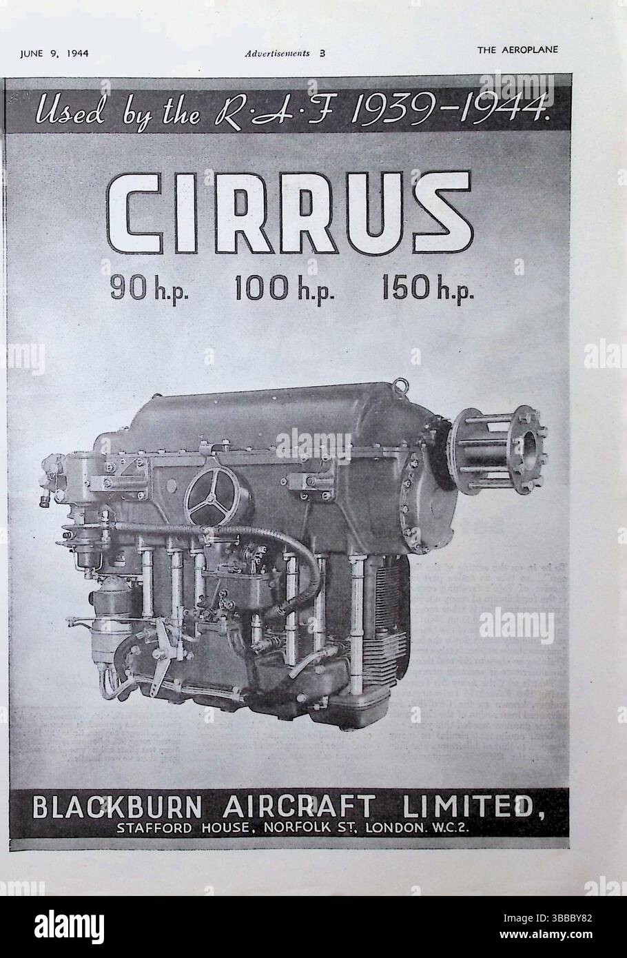 Vintage 1944 advertisement for CIRRUS aircraft engines manufactured by ...