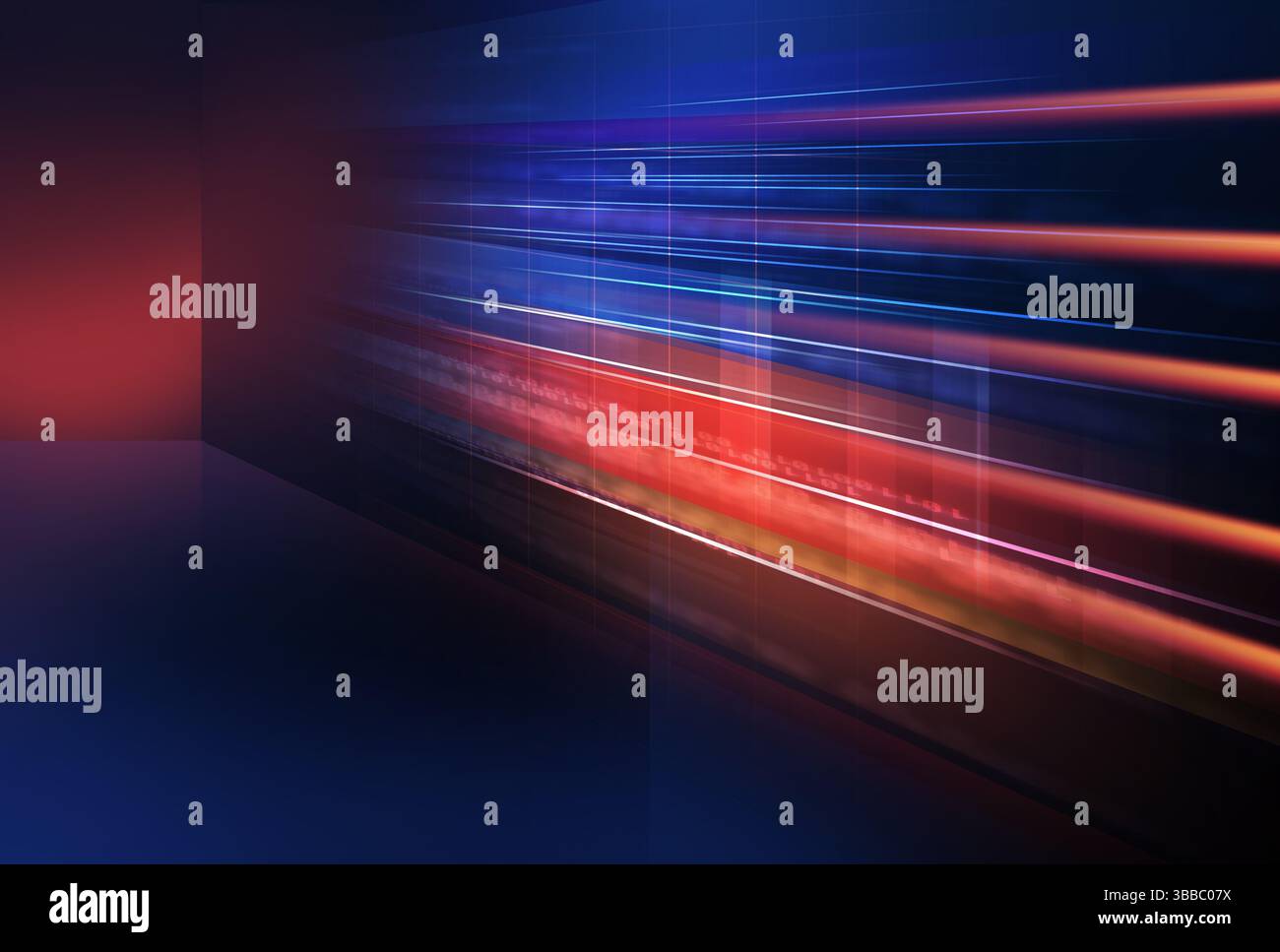 News studio background with transmission lines, modern red and blue ...