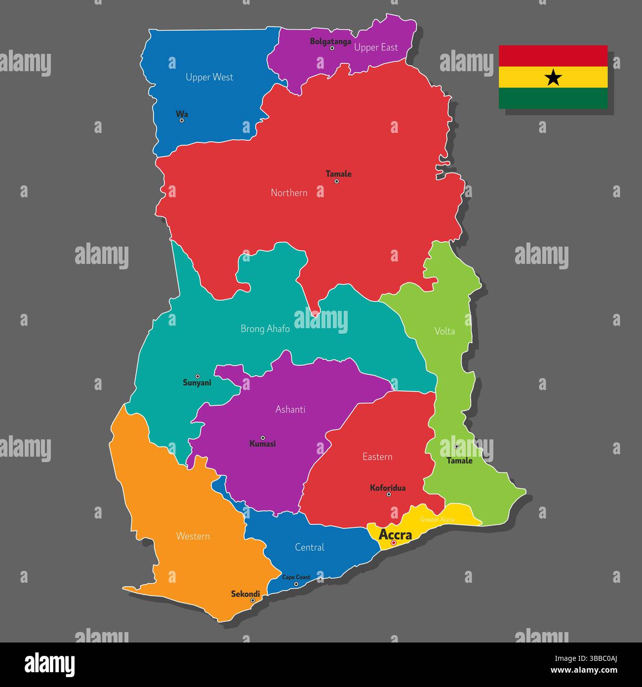 Ghana vector map hi-res stock photography and images - Alamy