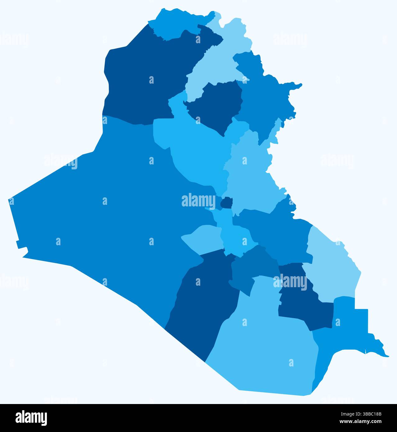 Map of Iraq with regions. Just a simple country border map with region ...