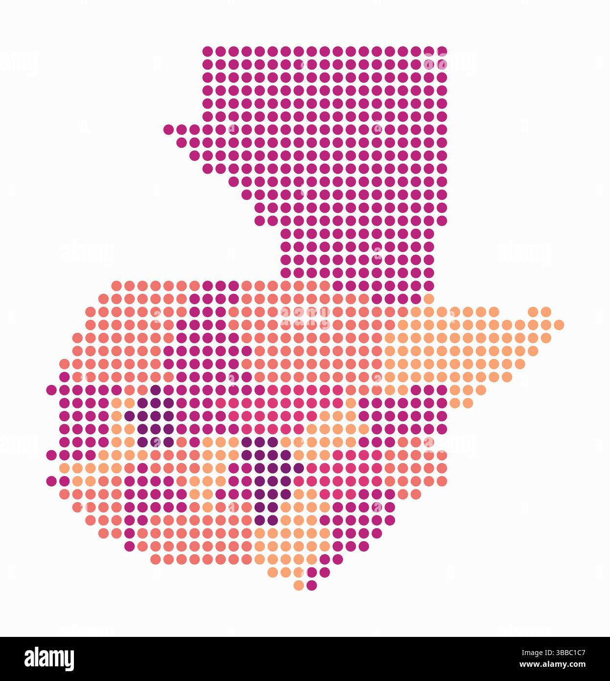 Guatemala dotted map. Digital style map of the country on a white ...