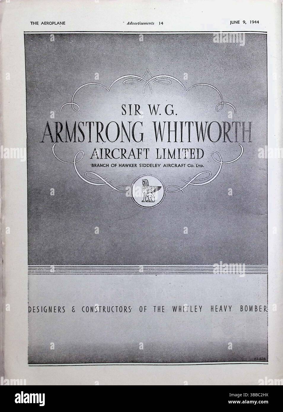 June 9, 1944 advertisement from The Aeroplane for Sir W.G. Armstrong ...